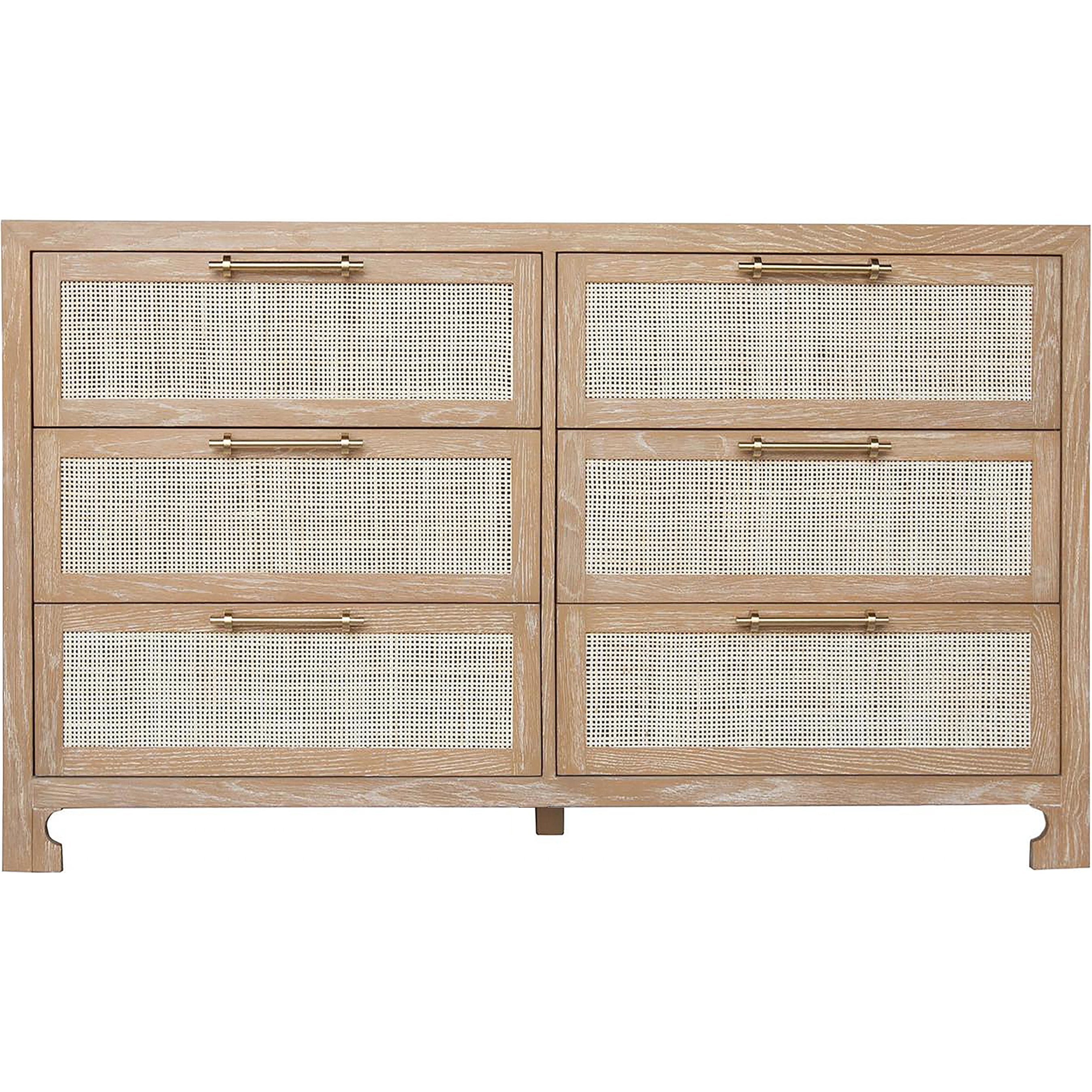 Worlds Away Carla Six Drawer Cane Front Chest | HedgeApple